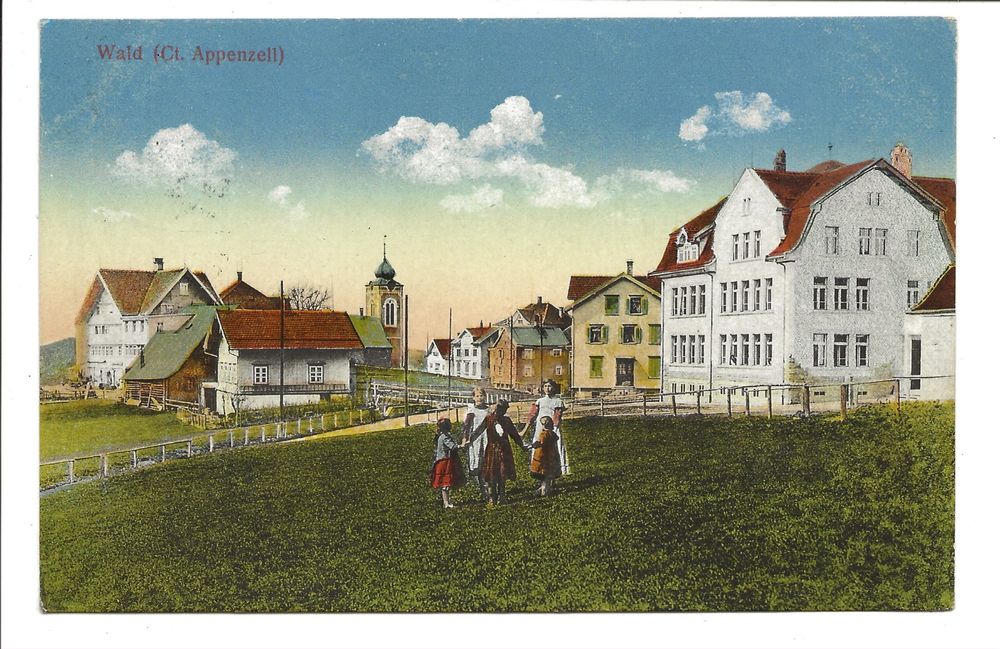 Wald (AR) Dorfpartie mit Schule und Kirche - Kinder - 1919 | Kaufen auf Ricardo