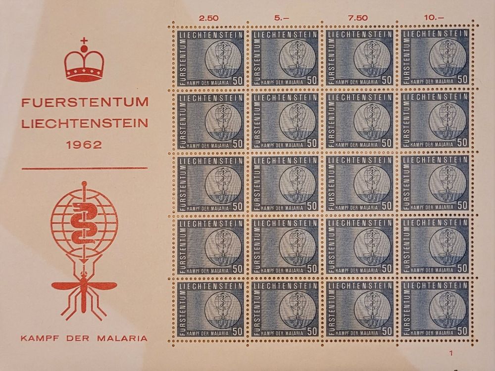 Kleinbogen Lichtenstein ** 1962 Kampf Der Malaria (Gebraucht) in Biel/Bienne für CHF 5 – mit ...