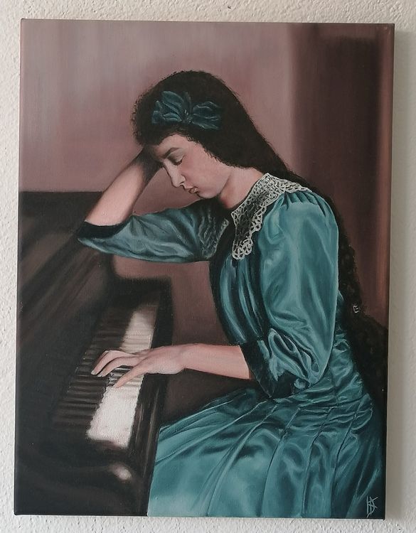 Ölgemälde auf Leinwand: junge Frau am Klavier (Neu (gemäss Beschreibung)) in Fehraltorf für CHF ...