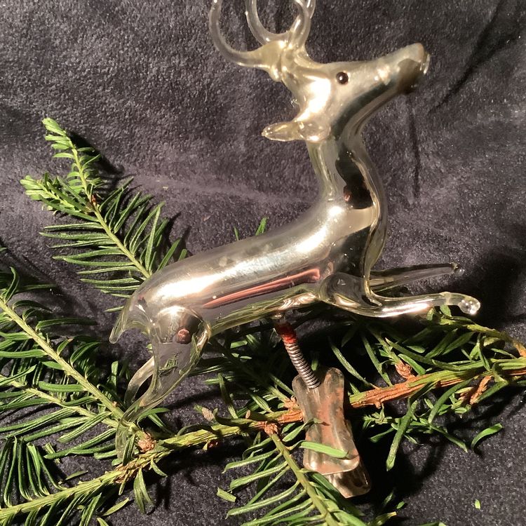 Weihnachtsschmuck aus Hohlglas, versilbert,Hirsch auf Klemme | Kaufen ...