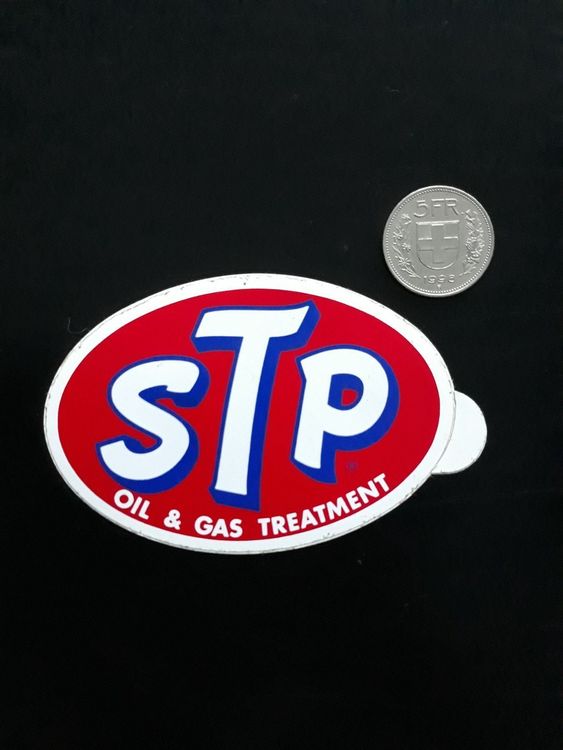 Vintage Sticker "STP oil & gas treatment | Kaufen auf Ricardo