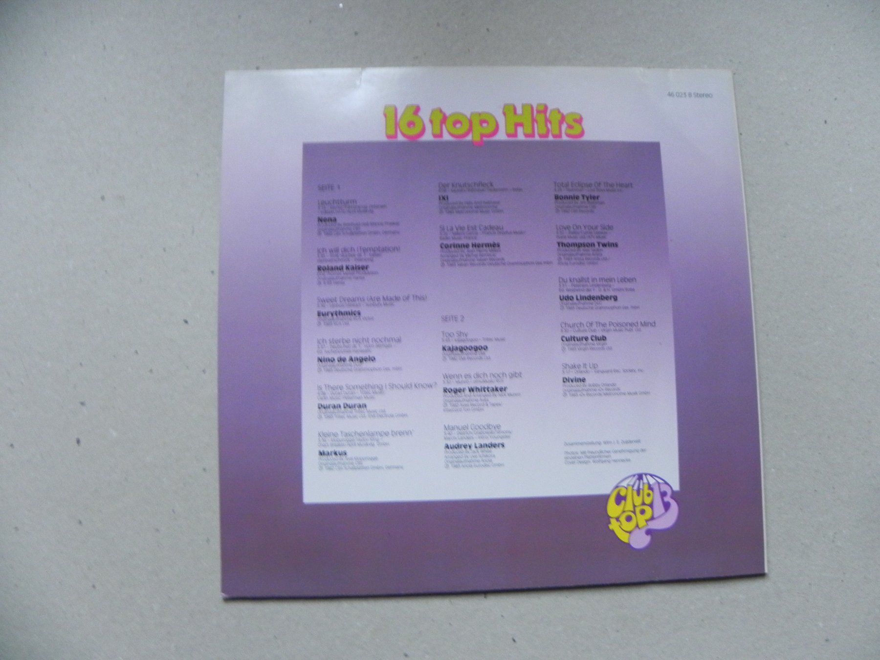 LP 16 Rock Pop Hit 1983 Bonnie Tyler Eurythmics Duran Duran (Gebraucht ...