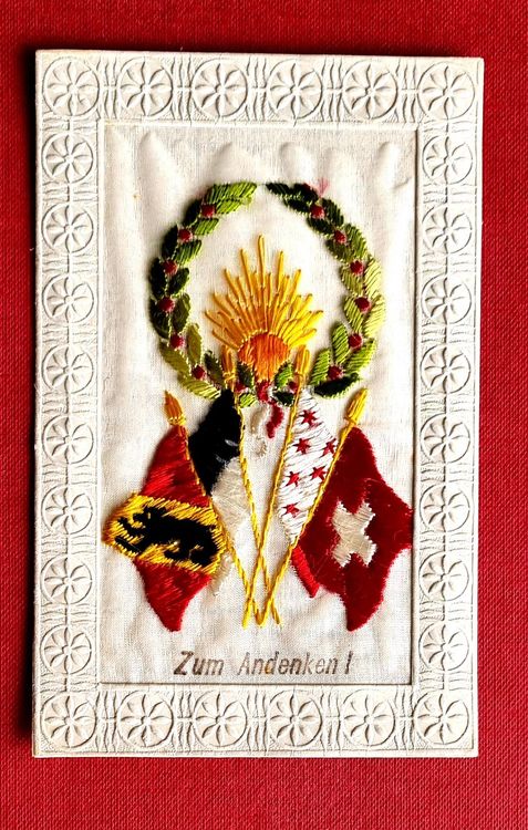 Karte mit Stickerei - Berer und Schweizer Wappen (Gebraucht) in ...