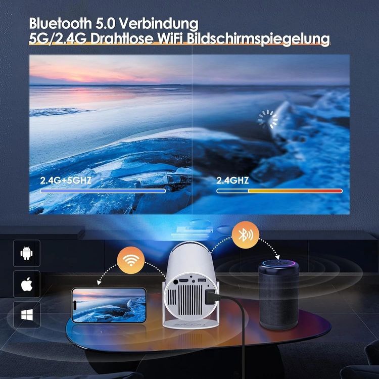 Smart Beamer 4K Full HD 180° Dreh Projector Videoprojektor (Neu (gemäss ...