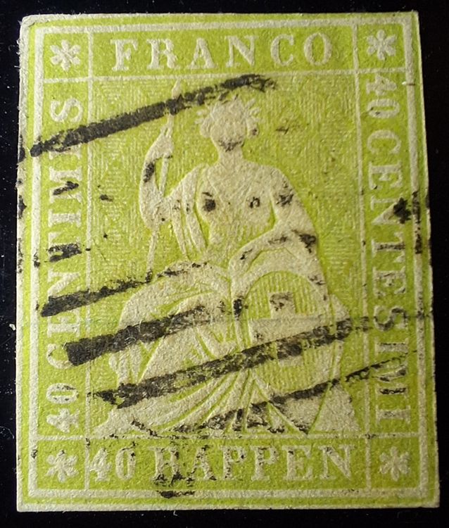 Strubel 26A1.a Genfer Strich Raute Kat. 1700.- mit Attest (Gebraucht ...