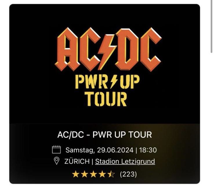 1 Stk. AC/DC Ticket Stehplatz Eingang C (Neu (gemäss Beschreibung)) in ...