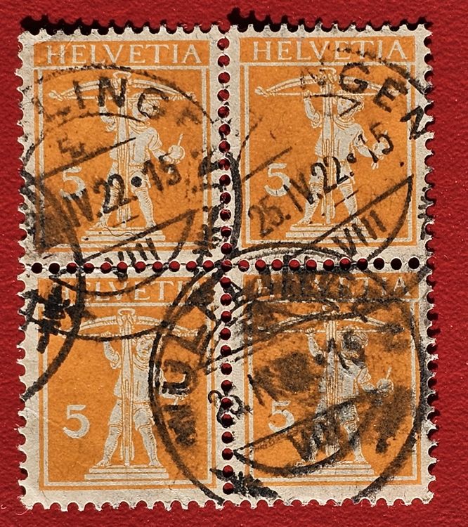 TELLKNABE 152 VIERERBLOCK WINTERTHUR WÜLFLINGEN 1922 (Gebraucht) in Düdingen für CHF 1 – mit ...