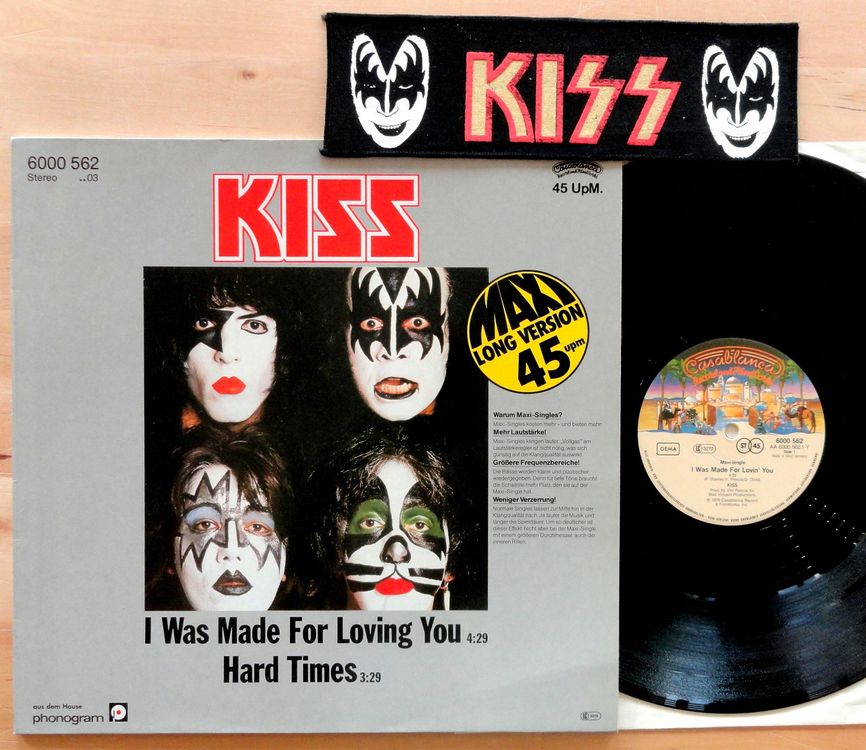 MAXI LP KISS I was made LONG VERSION 1979 plus Aufnäher KISS (Gebraucht ...