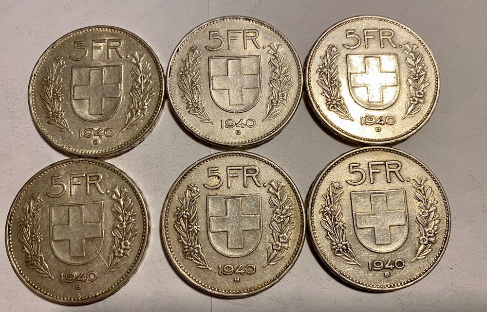 6x 5 Franken 1940 B Silbermünzen | Kaufen auf Ricardo