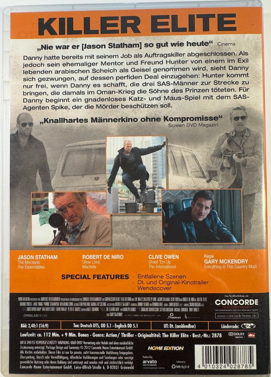 DVD KILLER ELITE - JASON STATHAM - ROBERT DE NIRO - CLIVE OW (Gebraucht ...