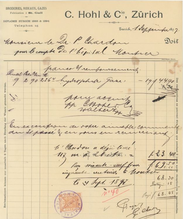 Zürich, C. Hohl & Cie, Broderies, rideaux, 1897 | Kaufen auf Ricardo