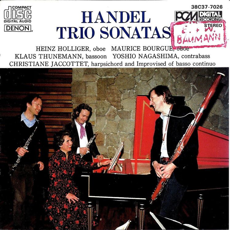 Heinz Holliger HÄNDEL TRIO SONATAS Klassik Barock Japan CD | Kaufen auf Ricardo