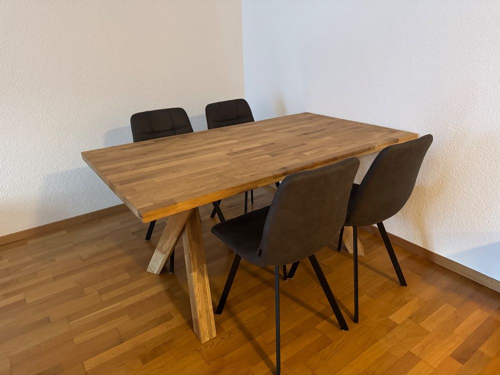 Massiver Esstisch Wildeiche Naturholz X-Füsse (Gebraucht) in Lommiswil für CHF 290 – mit ...