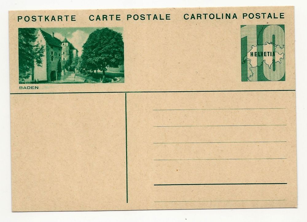Bildpostkarte Baden 7c (Gebraucht) in Aarau für CHF 1.5 – mit Lieferung ...