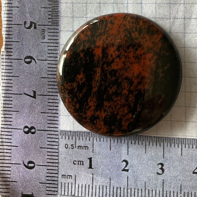 Mahagoni Obsidian Cabochon rund, D: 3.4cm, o. Bohrung (Neu und ...