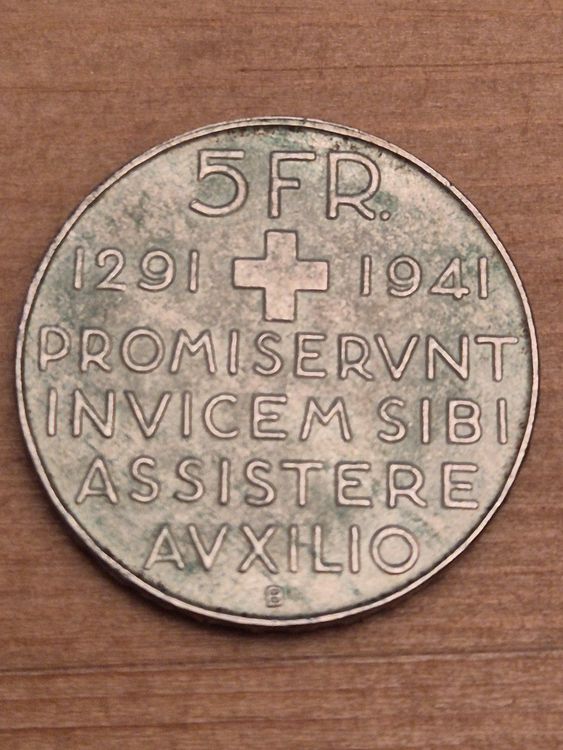CH-5 Franken 1941 Gedenkmünze Silber Zustand gem.Bilder (Gebraucht) in Oberuzwil für CHF 13 ...
