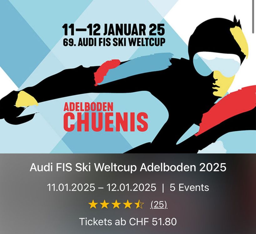 Adelboden Weltcup, Riesenslalom 11.1.25, Steh Fanzone à 60! (Neu ...