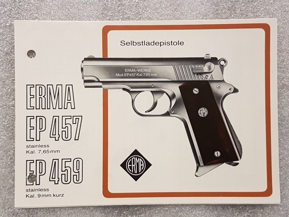 Prospekt Selbstladepistole ERMA EP 457 und EP 459 (Gebraucht) in ...