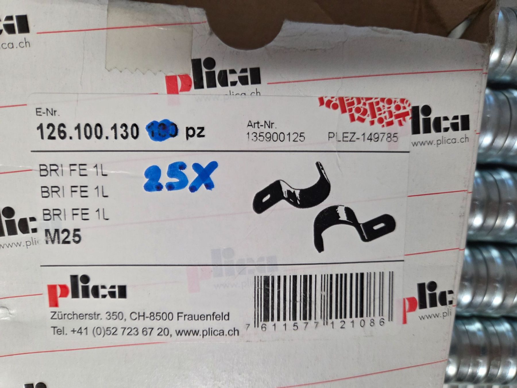Bride M25 Plica 25 Stück Befestigungsbride BRI 126.100.130 (Neu und ...