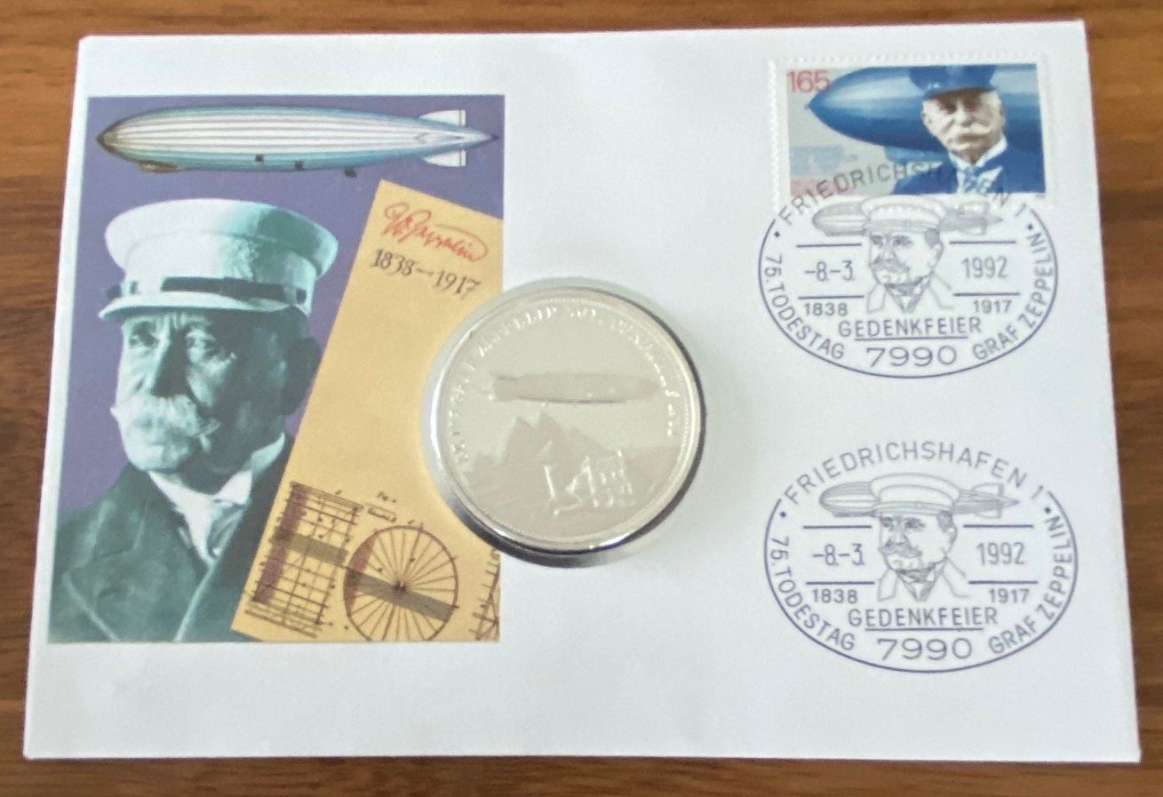 Münzbrief 75. Todestag von Ferdinand Graf von Zeppelin. (Gebraucht) in ...