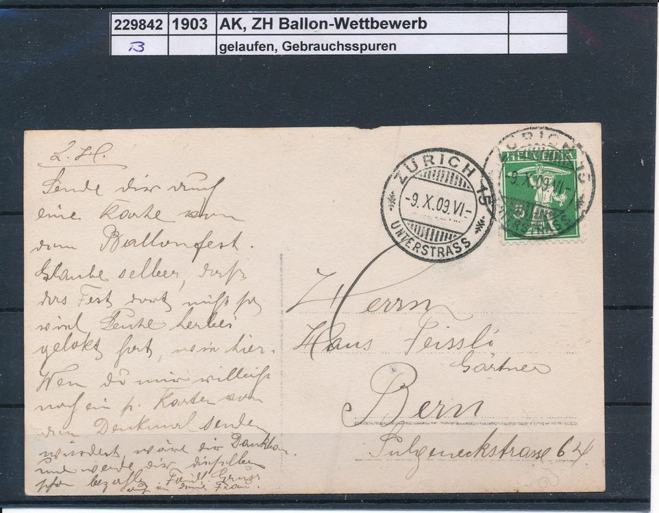 1903 AK, ZH, Ballon - Wettbewerb (Gebraucht) in Winterthur für CHF 80 – mit Lieferung auf ...