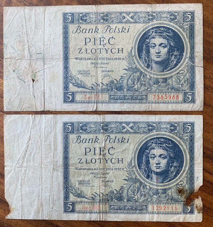 Banknote Polen 2 x 5 Zlotych 1930 | Kaufen auf Ricardo