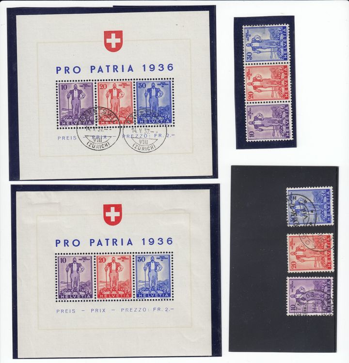 1936, Pro Patria Wehranleihe-Block Nr. W8 (Gebraucht) in Beringen für CHF 32 – mit Lieferung auf ...