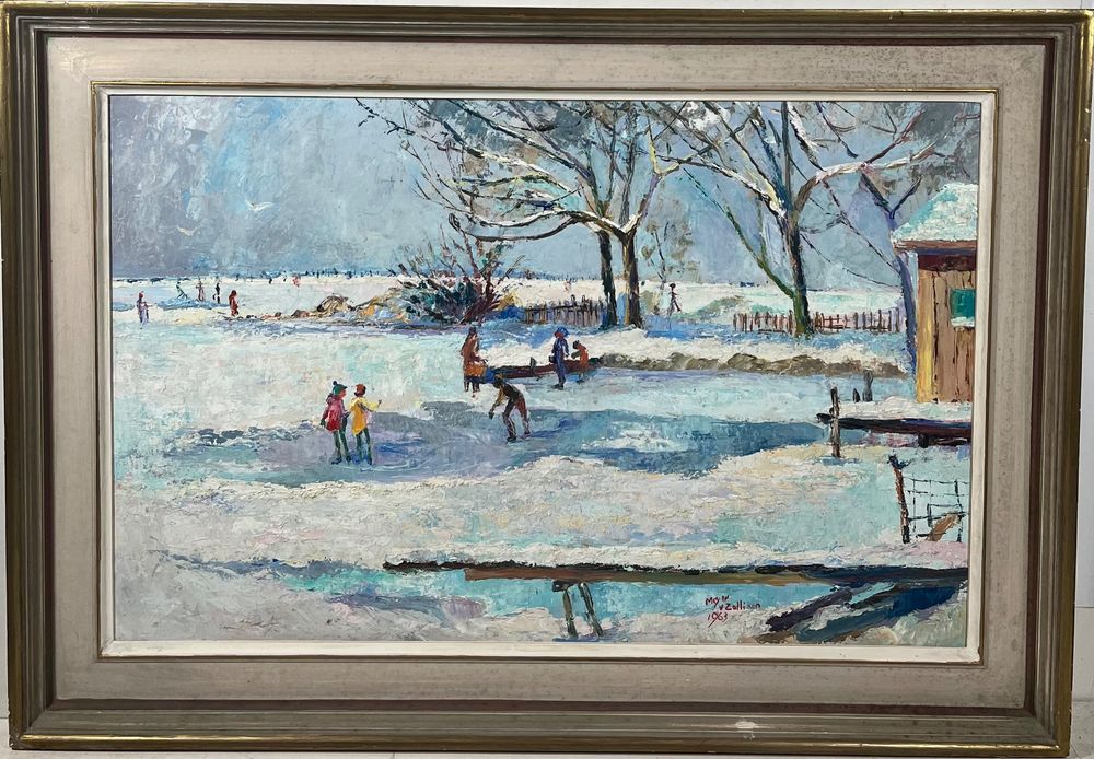 Hans Rudolph Meyer von Zollikon -Grosse Winter Szene Gemälde (Gebraucht ...