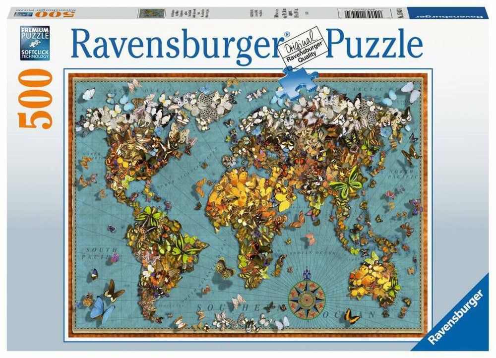 Ravensburger Puzzle Antike Schmetterling-Weltkarte 500 Teile (Neu und originalverpackt) in ...