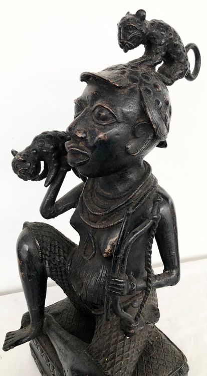 XXL wunderschöner alter Benin Bronze Krieger H 41 cm Kg 5 (Gebraucht ...