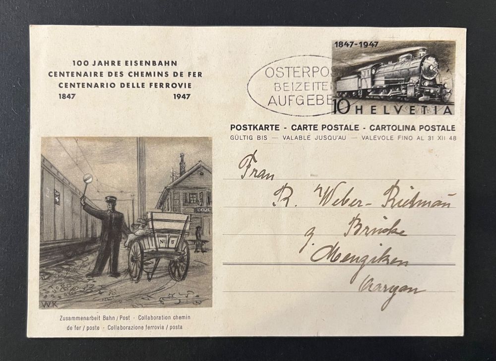 Postkarte "100 Jahre Eisenbahn" 1947 | Kaufen auf Ricardo
