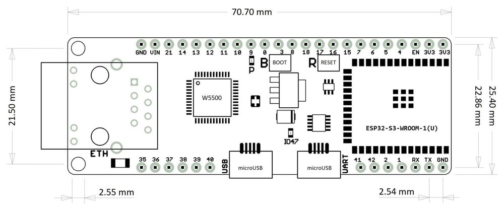 YB-ESP32-S3-ETH Arduino DevBoard: Ethernet + WiFi, 2 x USB | Kaufen auf ...