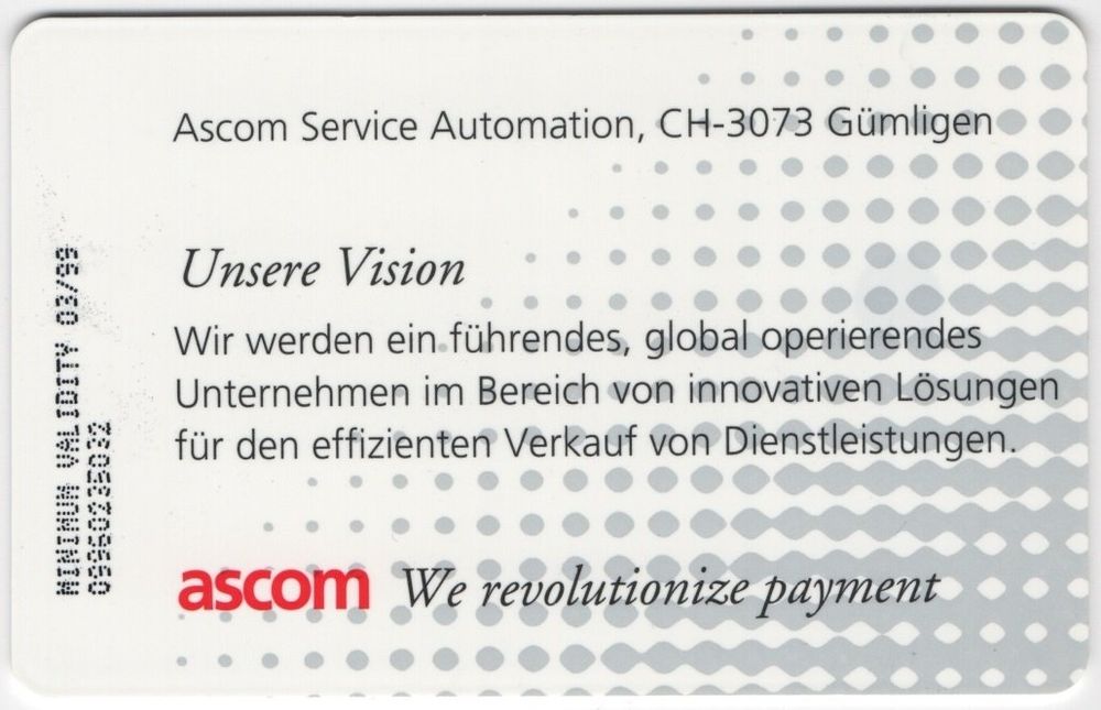 Ascom, Unsere Mission - seltene Schweizer Firmen Taxcard | Kaufen auf ...