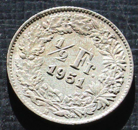 50 Rappen 1951 Silber 0.835 | Kaufen auf Ricardo