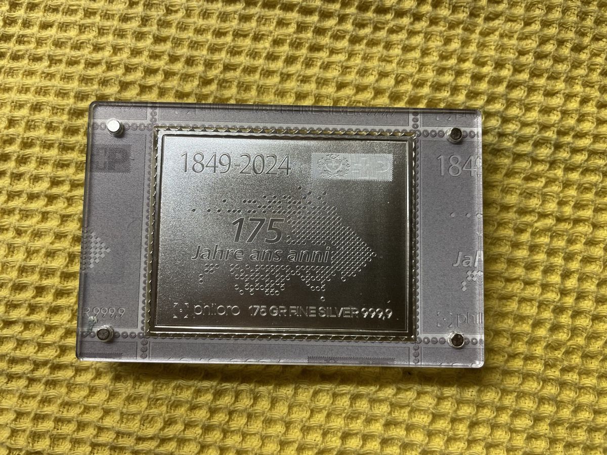 Silberbriefmarke 175 Jahre Schweizerische Post 175 g Reinsil (Neu und ...