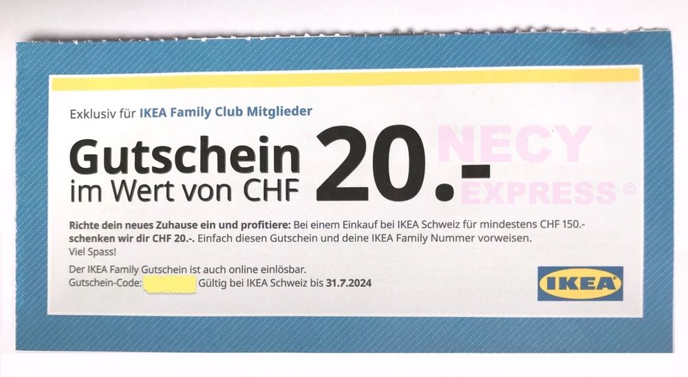 IKEA Gutschein CHF 20.– ab 150.- | Kaufen auf Ricardo