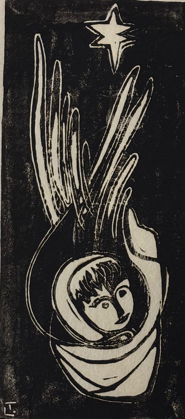 Lill TSCHUDI (1911-2004), Linolschnitt, Weihnachten, Engel (Gebraucht ...