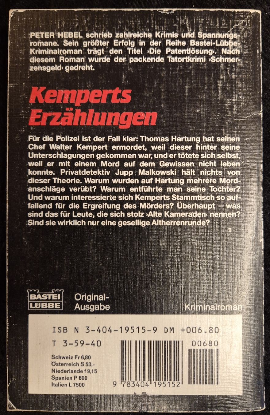 Kriminalroman "Kemperts Erzaehlungen" von Peter Hebel (Gebraucht) in ...