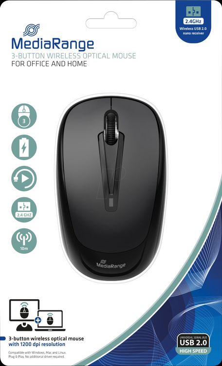 Maus (Mouse), Funk, schwarz, MediaRange MROS209 - Fabrikneu | Kaufen ...