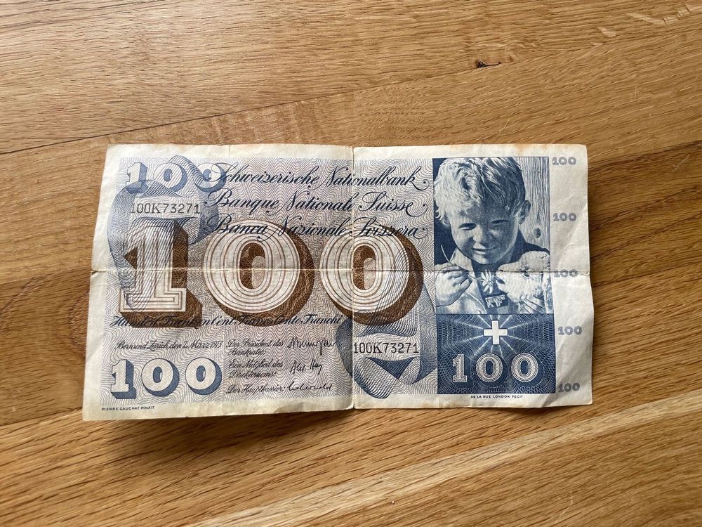 Fünfte alte 100er Banknote Banknotenserie (1956) (Gebraucht) in Sumvitg ...