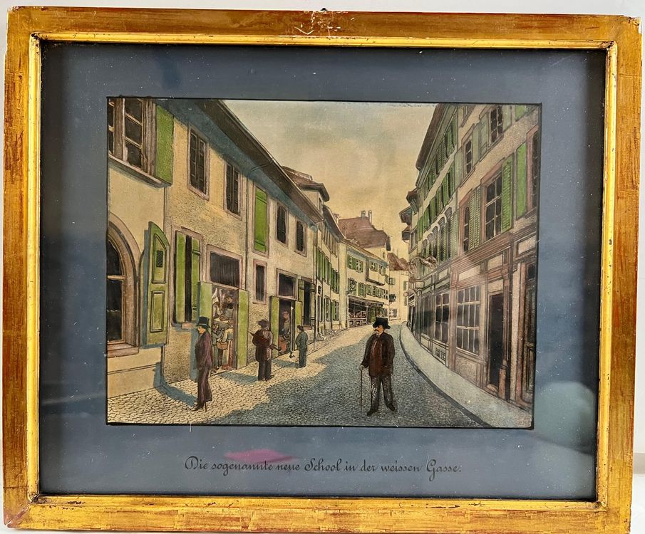 Sehr Alte Strassenszene Mischtechnik Echtgoldrahmen (Gebraucht) in Neuhausen am Rheinfall für ...