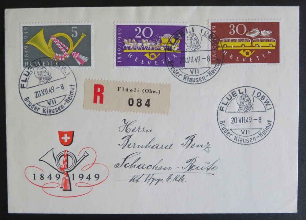 Brief 100 Jahre Post 1849-1949, mit Stempel Flüeli OW (Gebraucht) in ...