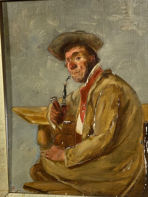 Antike Gemälde von Mann mit Pfeife Monogrammiert (Gebraucht) in Root für CHF 20 – mit Lieferung ...