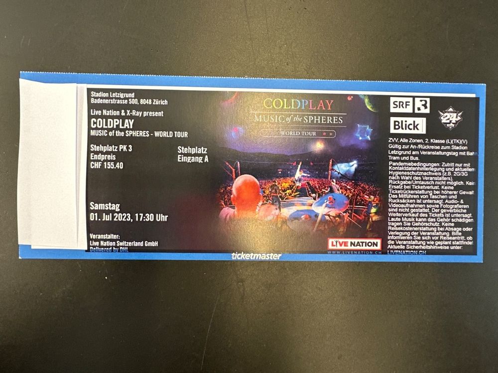 Coldplay Ticket (Gebraucht) in Fahrweid für CHF 300 – mit Lieferung auf Ricardo kaufen