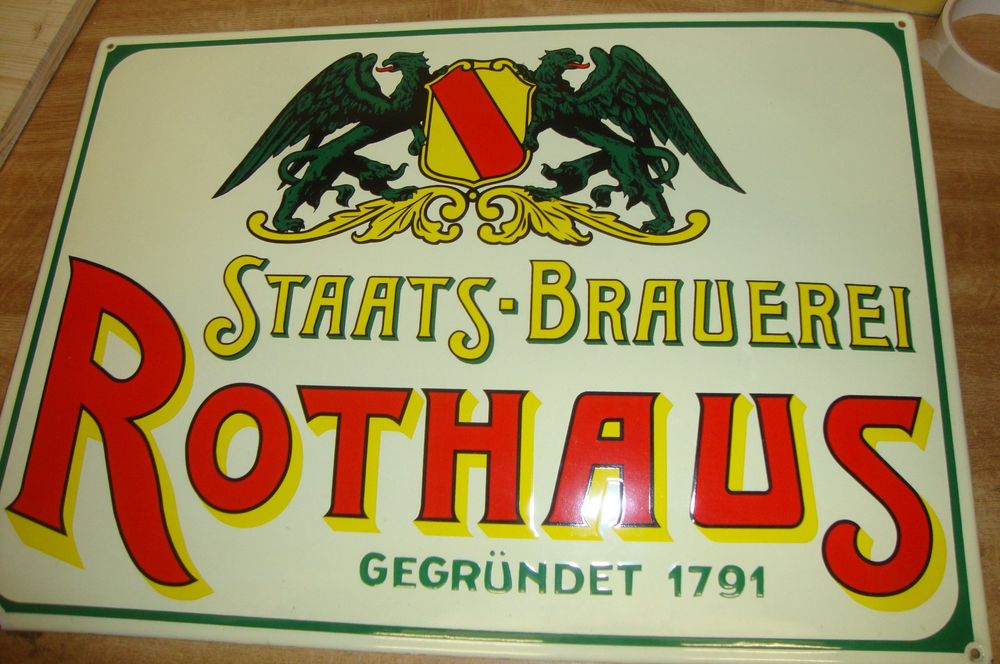 Emailschild Staats-Brauerei ROTHAUS Bier Email Schild | Acheter sur Ricardo