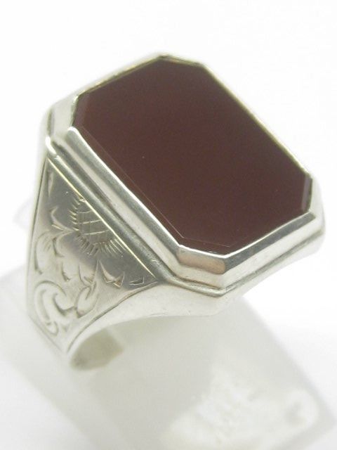 Antik Ring Siegelring Silber 835 floral ziseliert Karneol | Kaufen auf ...