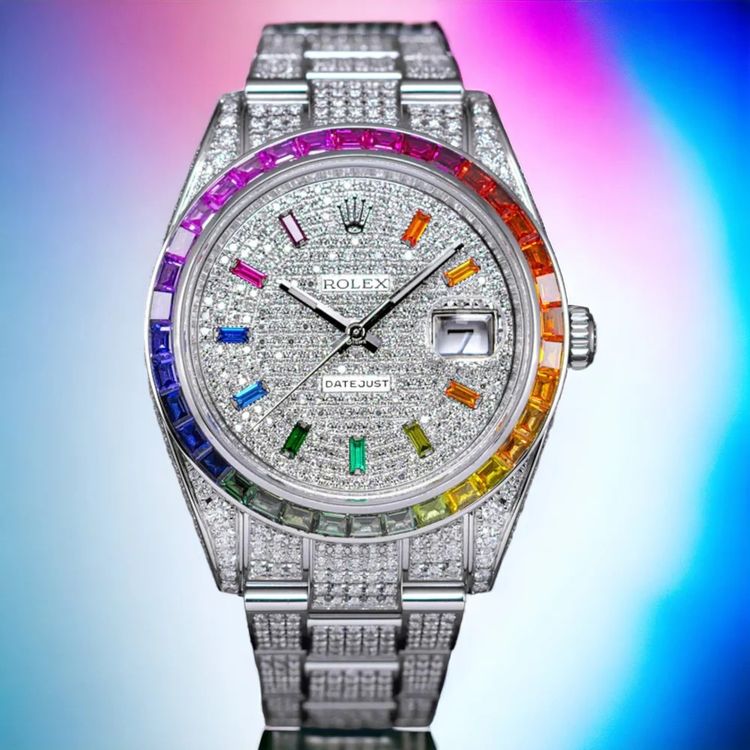 ROLEX Datejust 41 Iced Out Rainbow 126300 2023 | Kaufen auf Ricardo