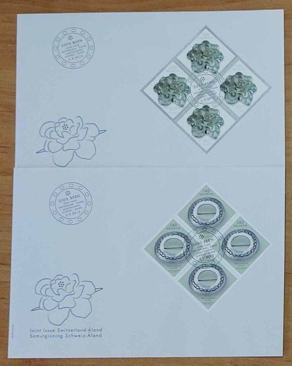 F1561 - 2 FDC Suisse.-Aaland Bloc de quatre (Gebraucht) in Trélex für CHF 3 – mit Lieferung auf ...