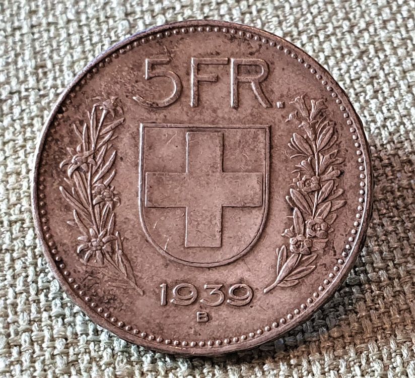 CHM - "Silbermünze" 5.- Franken 1939 (Gebraucht) in Reinach BL für CHF 10 – mit Lieferung auf ...