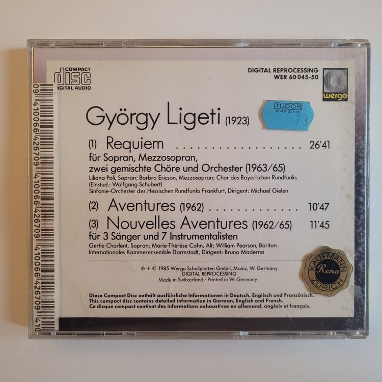 György Ligeti Requiem Aventures Nouvelles Aventures F5 (Gebraucht) in ...